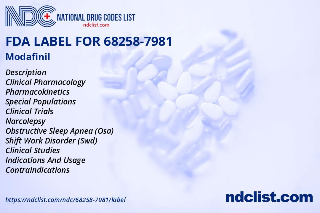 FDA Label for Modafinil - Indications, Usage & Precautions