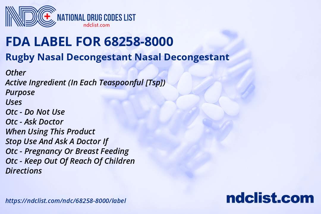 FDA Label for Rugby Nasal Decongestant Nasal Decongestant - Indications ...