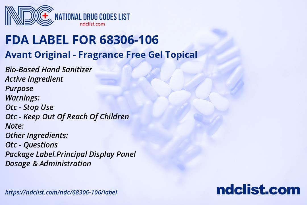 FDA Label for Avant Original - Fragrance Free Gel Topical - Indications ...