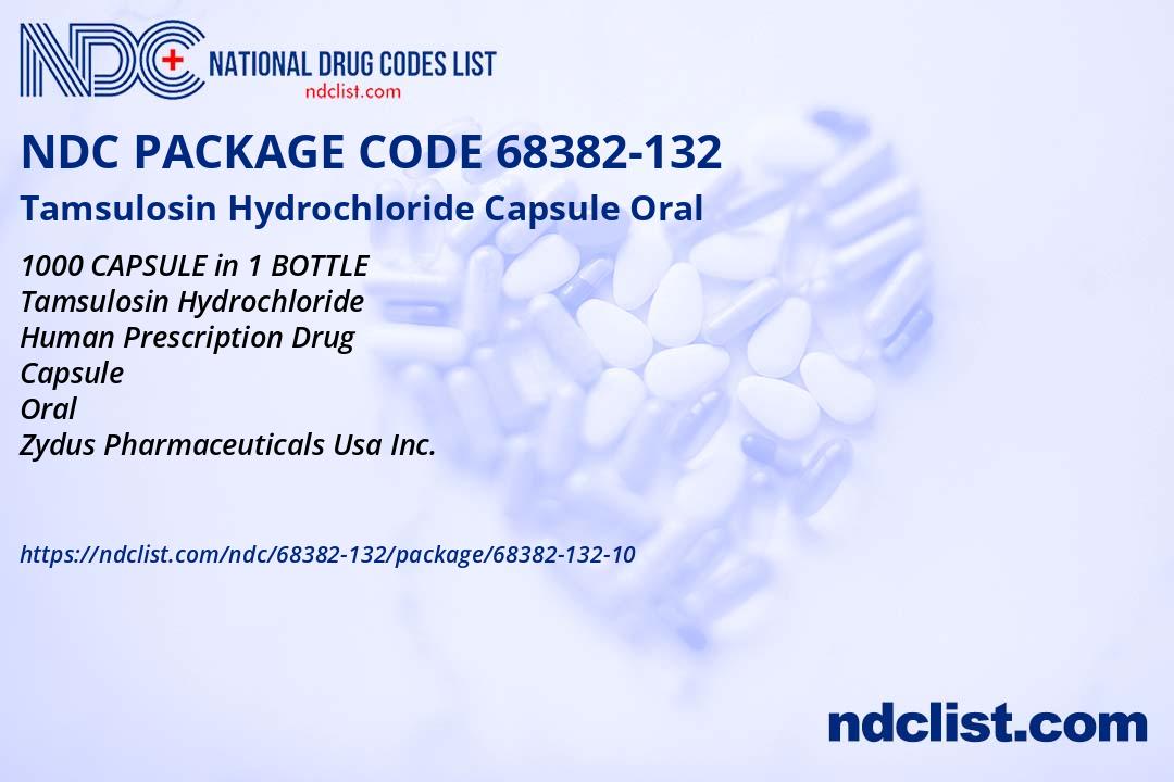 Tamsulosin Hydrochloride Capsule NDC Package 68382-132-10