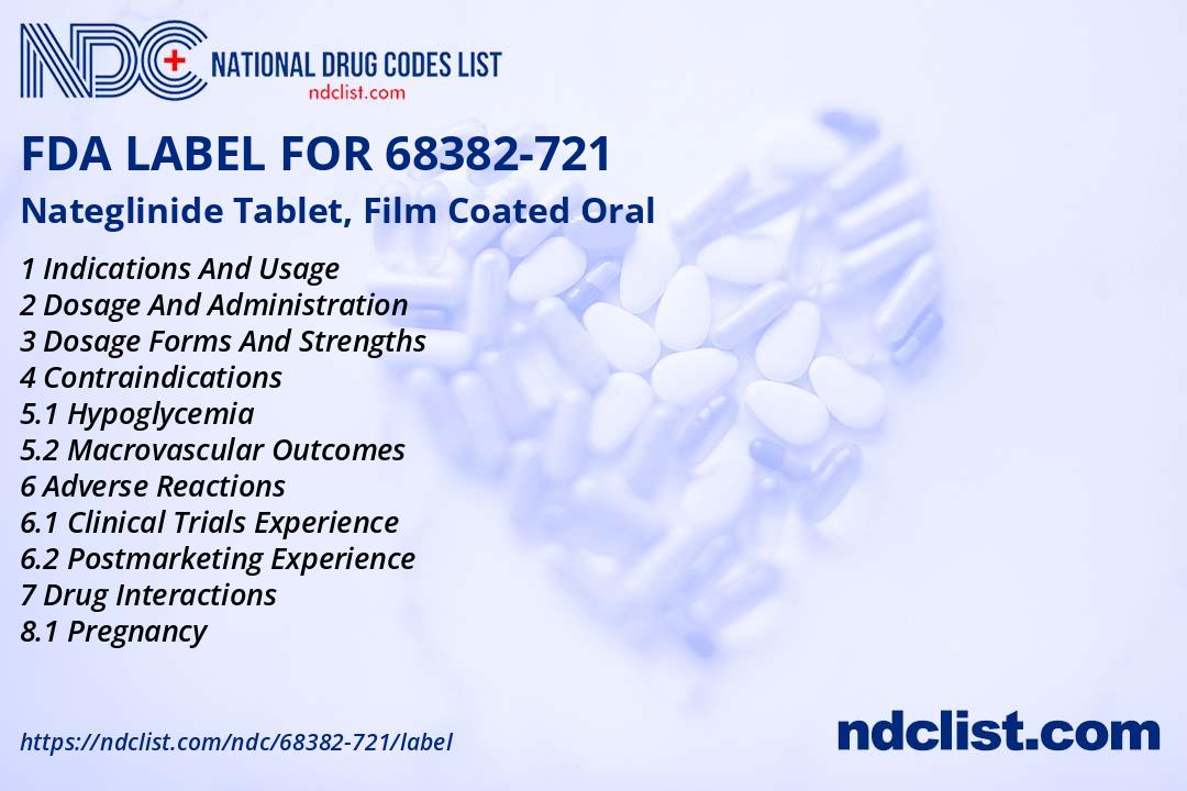 Nateglinide Tablet, Film Coated- FDA Label NDC68382-721