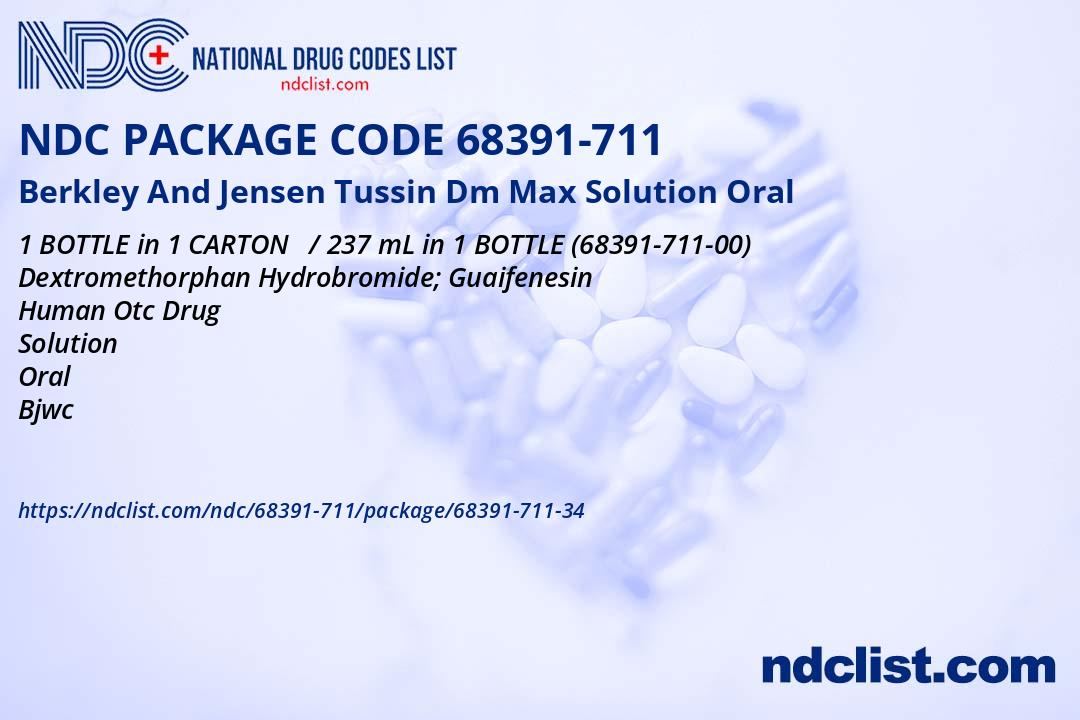 NDC Package 68391-711-34 Berkley And Jensen Tussin Dm Max Solution Oral