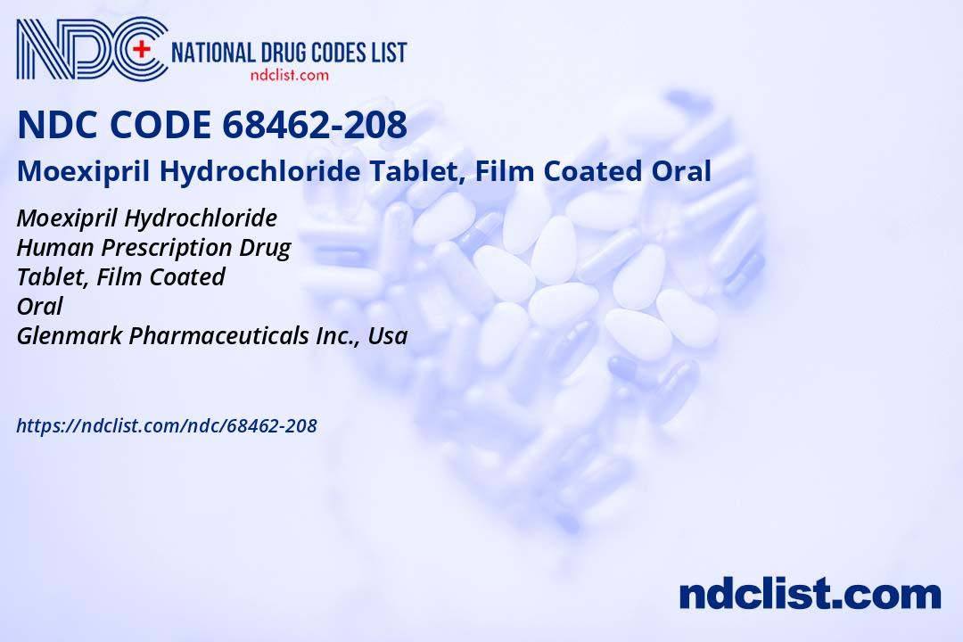 Moexipril Hydrochloride Tablet, Film Coated- NDC68462-208
