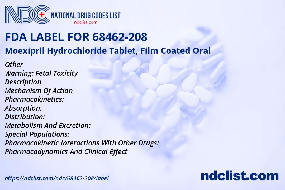 FDA Label for Moexipril Hydrochloride Tablet, Film Coated Oral ...