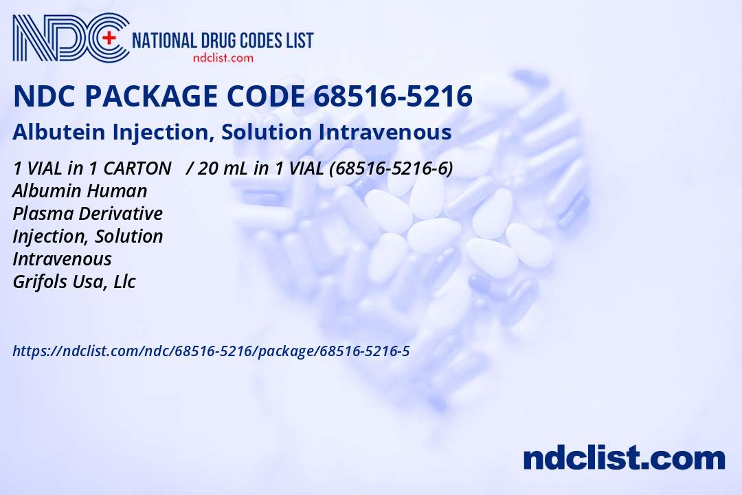 NDC Package 68516-5216-5 Albutein Injection, Solution Intravenous
