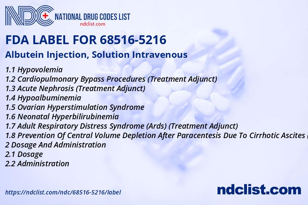 Albutein Injection, Solution FDA Label - NDC 68516-5216