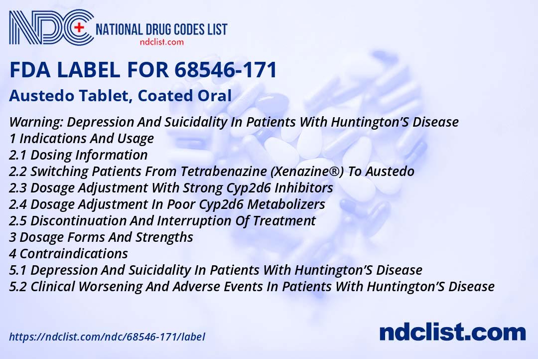 Austedo Tablet, Coated FDA Label - NDC 68546-171