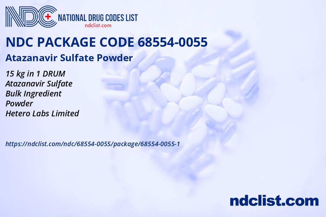 NDC Package 68554-0055-1 Atazanavir Sulfate Powder