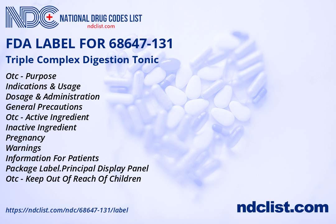Triple Complex Digestion Tonic- FDA Label NDC68647-131