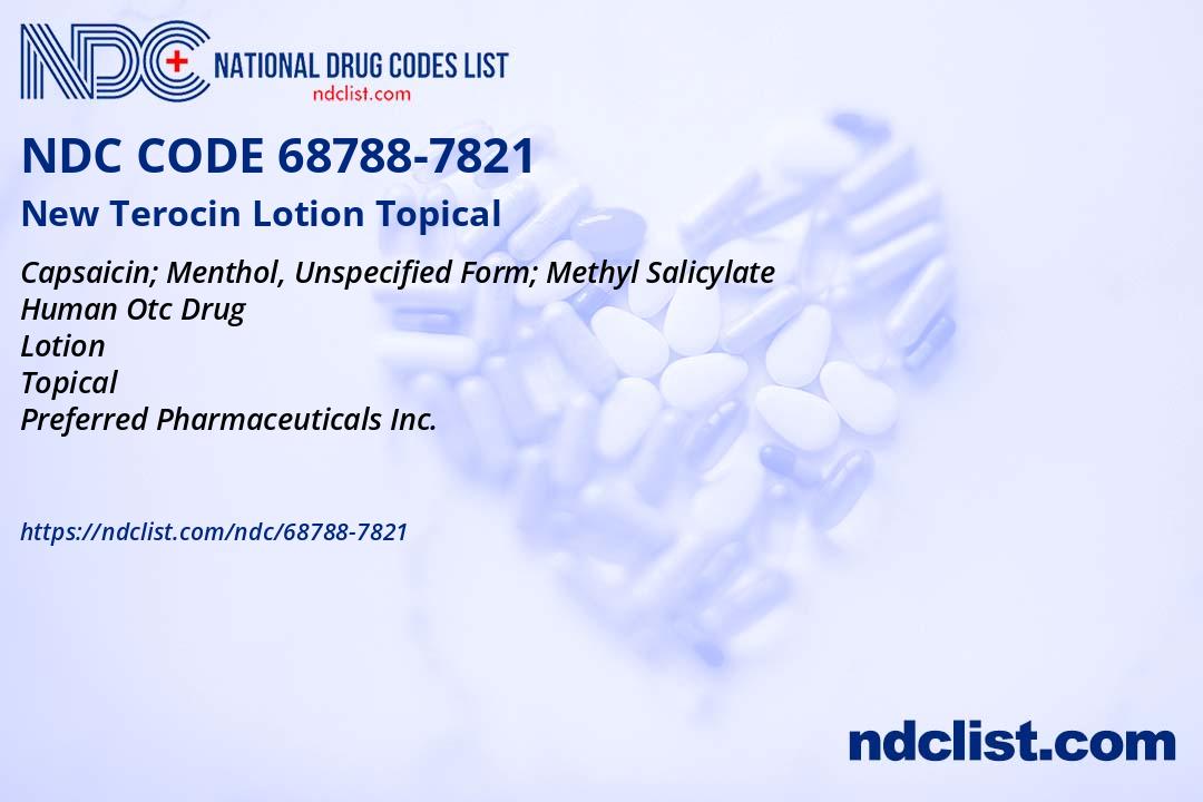 NDC 68788-7821 New Terocin Lotion Topical