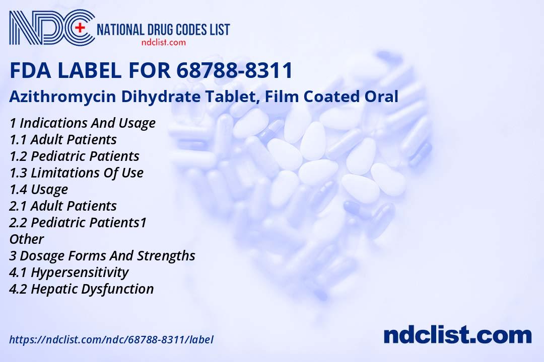 FDA Label for Azithromycin Dihydrate Tablet, Film Coated Oral ...