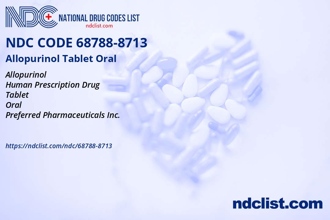 NDC 68788-8713 Allopurinol Tablet Oral