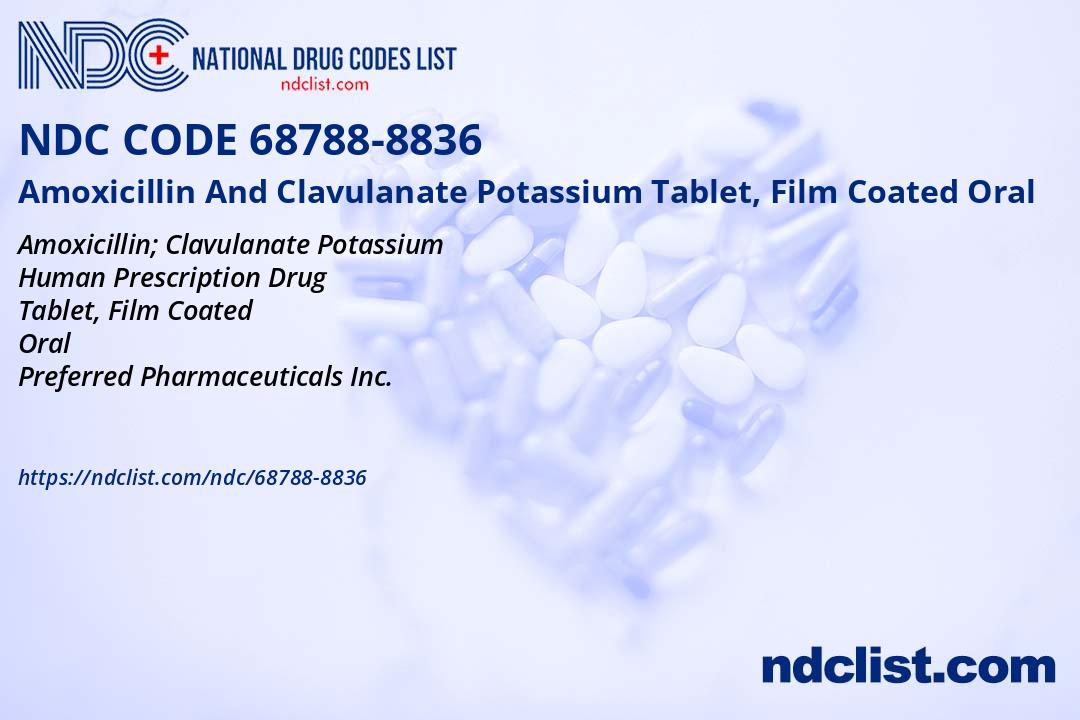NDC 68788-8836 Amoxicillin And Clavulanate Potassium Tablet, Film Coated Oral