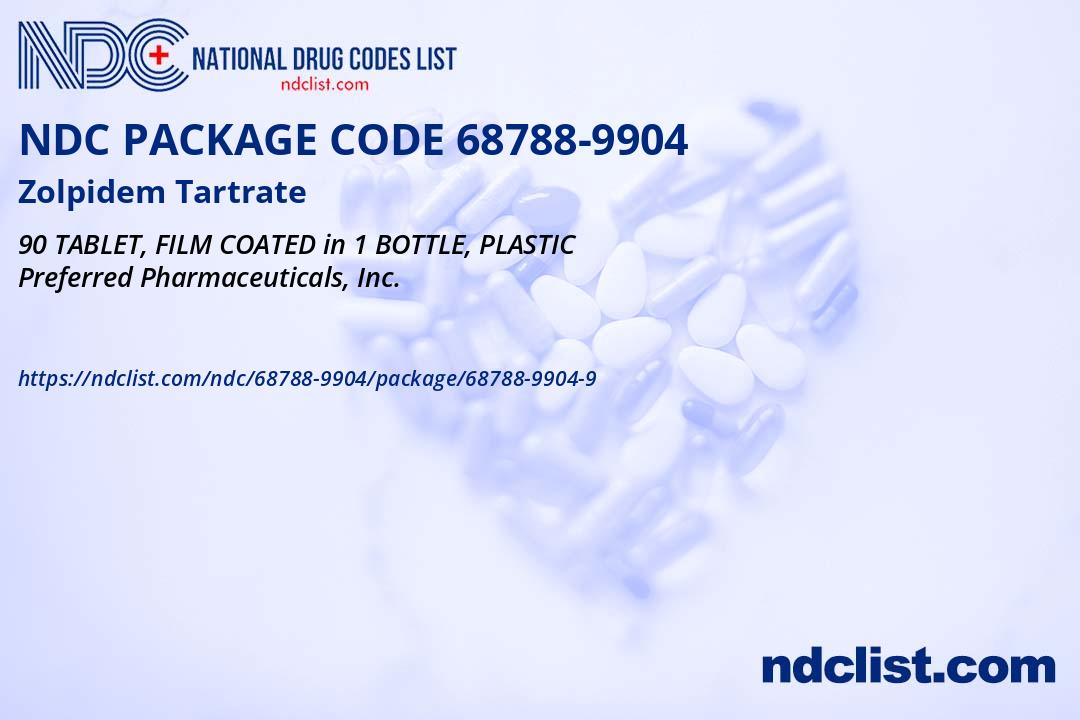 NDC Package 68788-9904-9 Zolpidem Tartrate