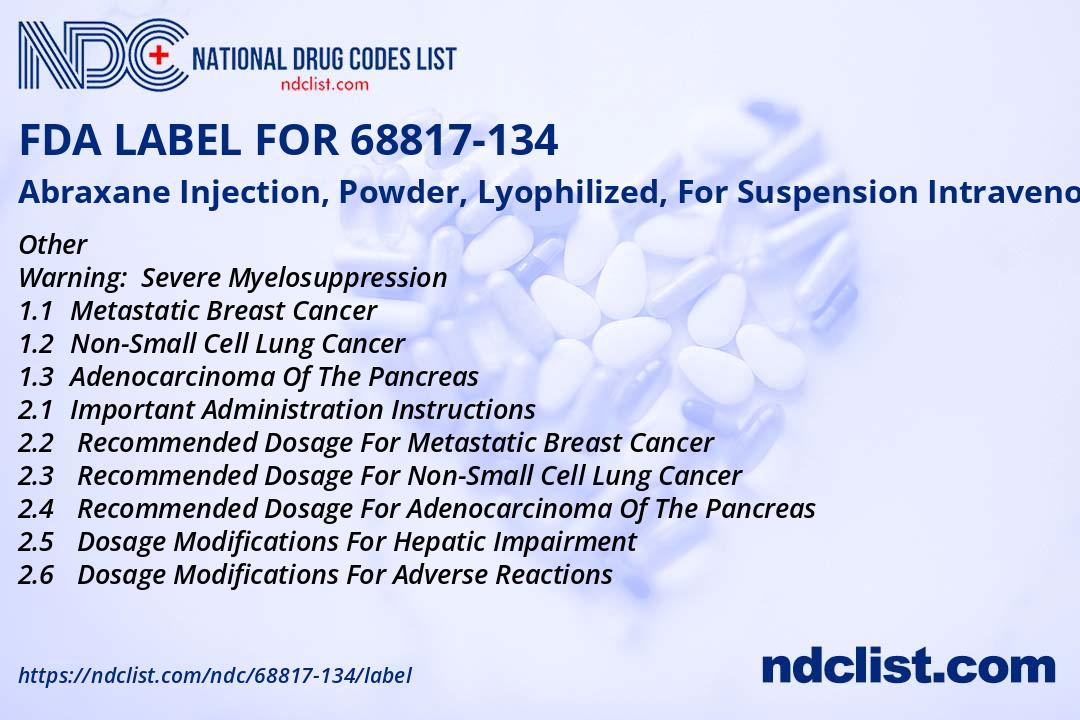 FDA Label for Abraxane Injection, Powder, Lyophilized, For Suspension ...