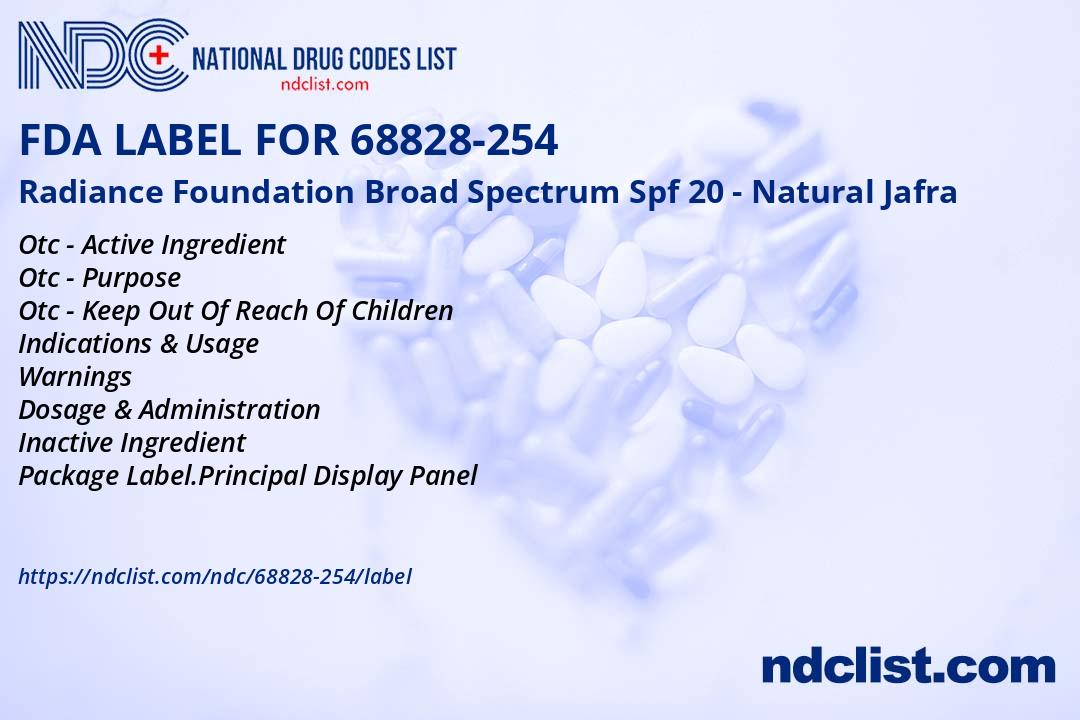 Radiance Foundation Broad Spectru- FDA Label NDC68828-254