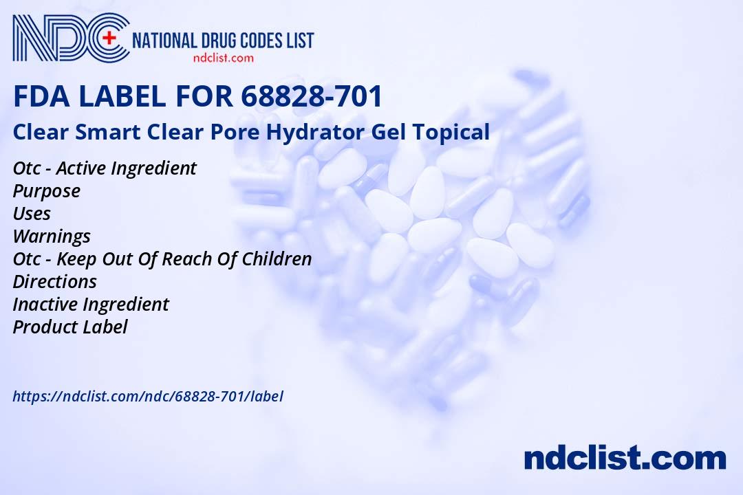 FDA Label for Clear Smart Clear Pore Hydrator Gel Topical - Indications ...