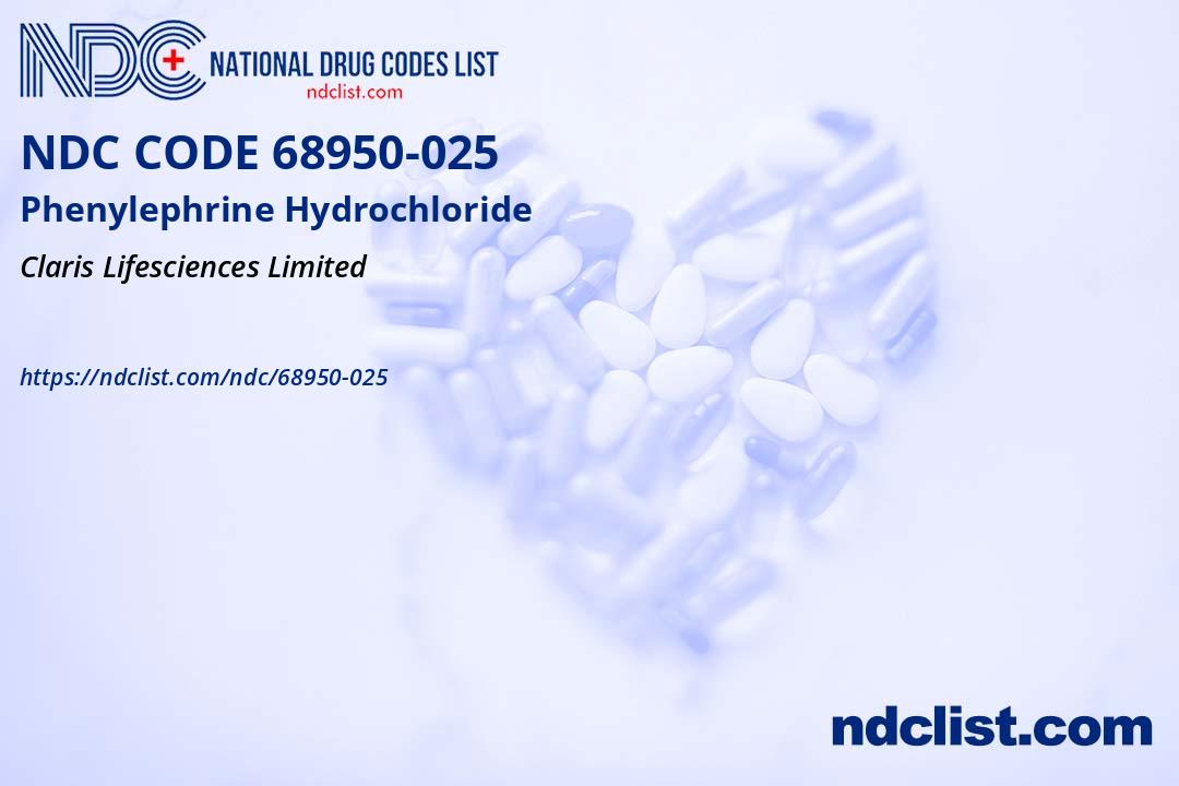 NDC 68950-025 Phenylephrine Hydrochloride