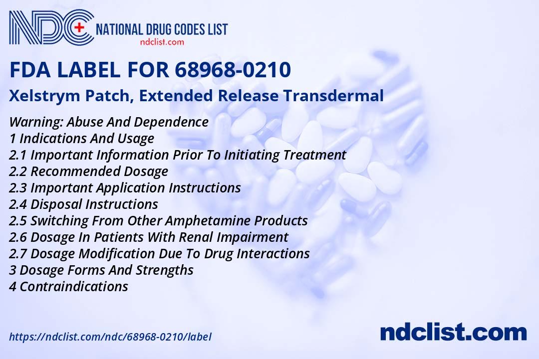 FDA Label for Xelstrym Patch, Extended Release Transdermal ...