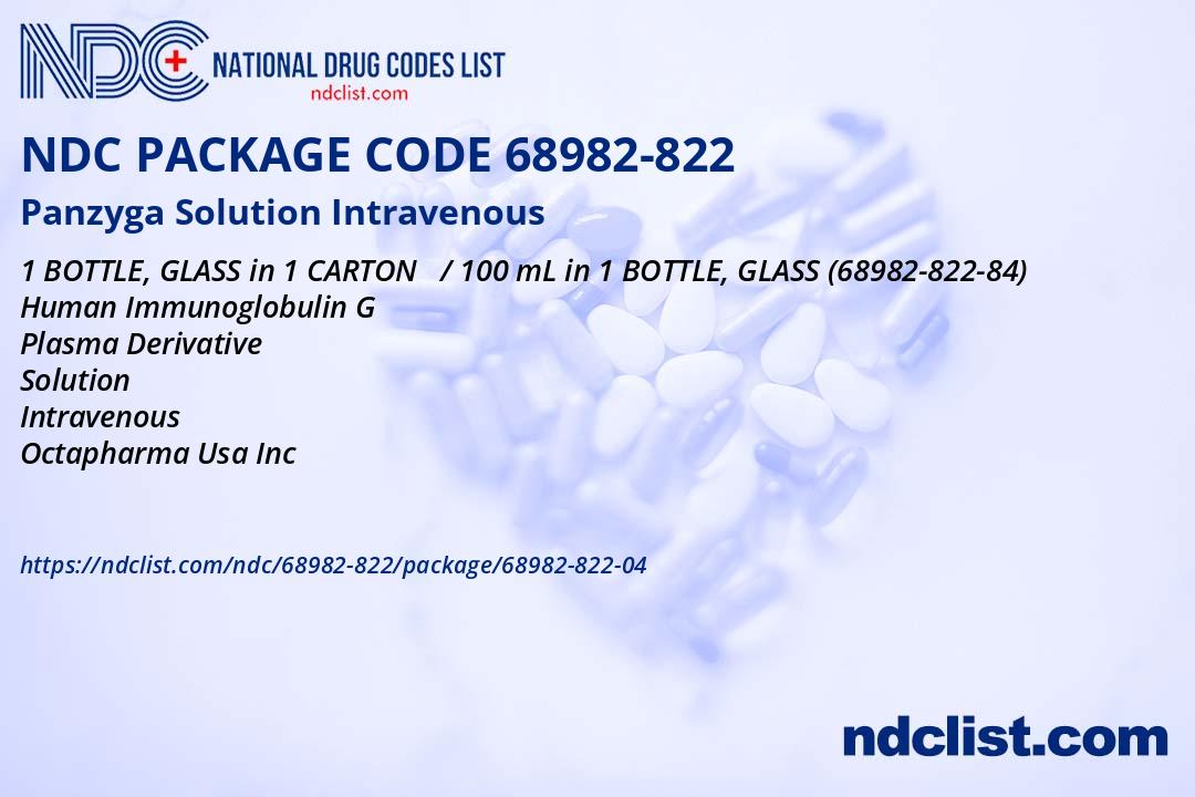 NDC Package 68982-822-04 Panzyga Solution Intravenous