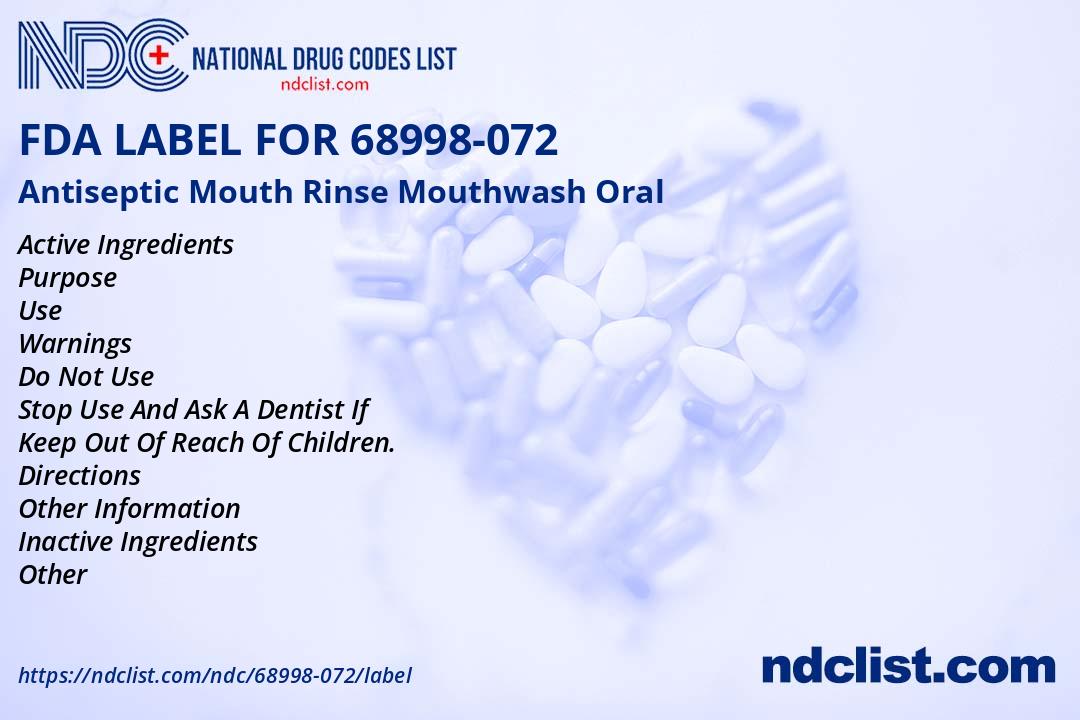 FDA Label for Antiseptic Mouth Rinse Mouthwash Oral - Indications ...