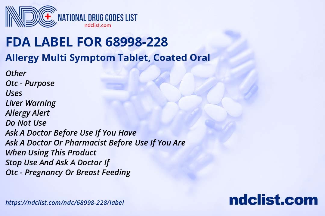 Allergy Multi Symptom FDA Label - NDC 68998-228