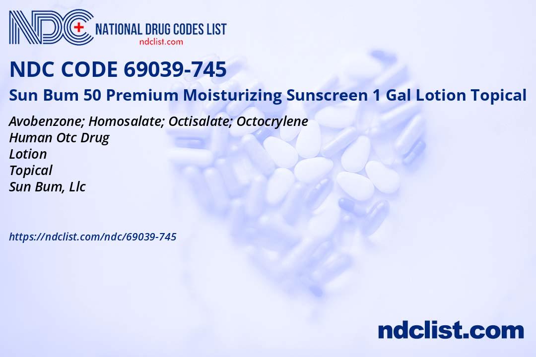 NDC 69039-745 Sun Bum 50 Premium Moisturizing Sunscreen 1 Gal Lotion ...