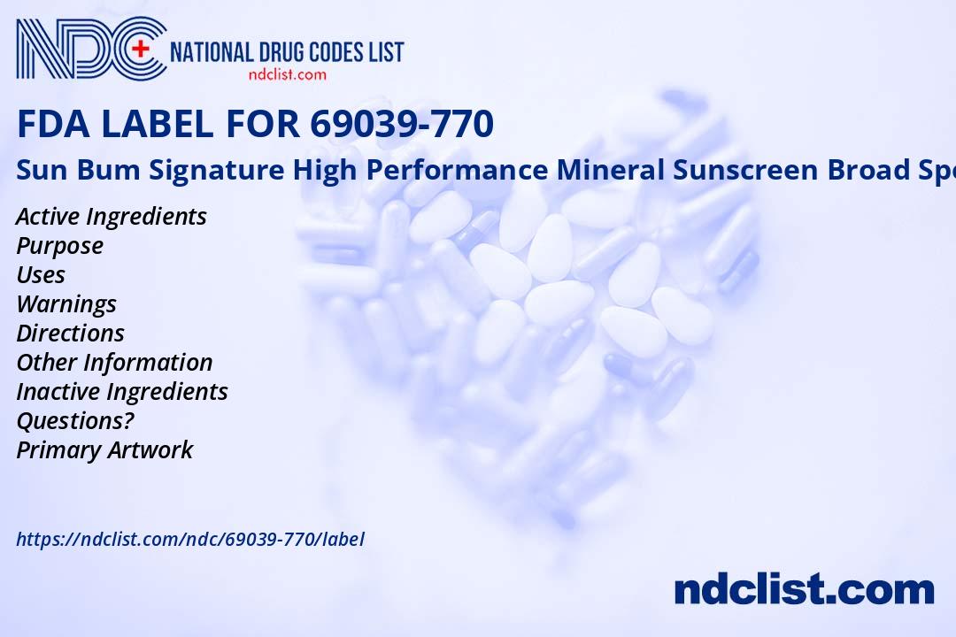 FDA Label for Sun Bum Signature High Performance Mineral Sunscreen ...