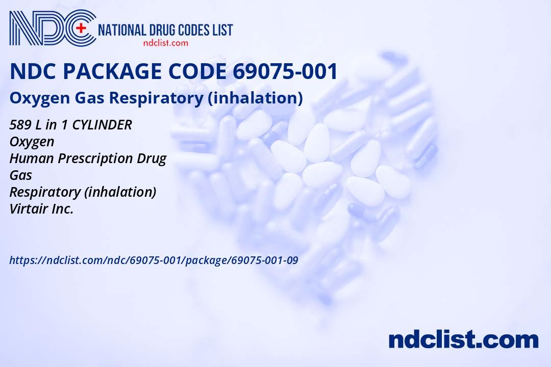 Oxygen Gas NDC Package 69075-001-09