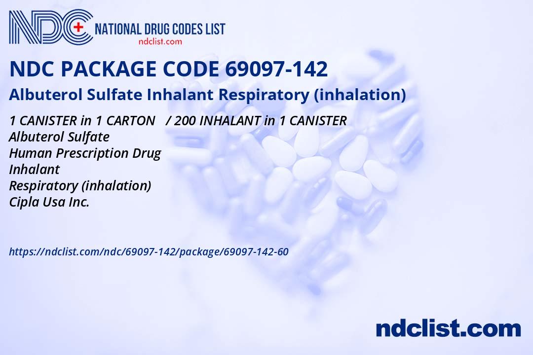 Albuterol Sulfate Inhalant NDC Package 69097-142-60
