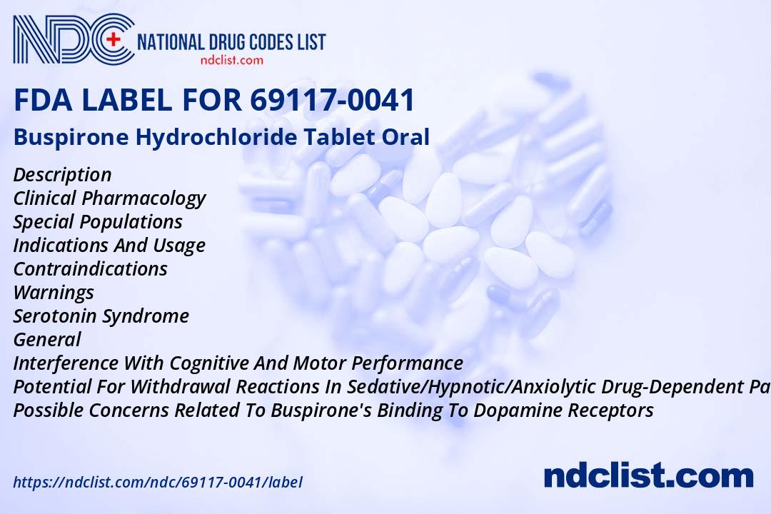 FDA Label for Buspirone Hydrochloride Tablet Oral - Indications, Usage ...