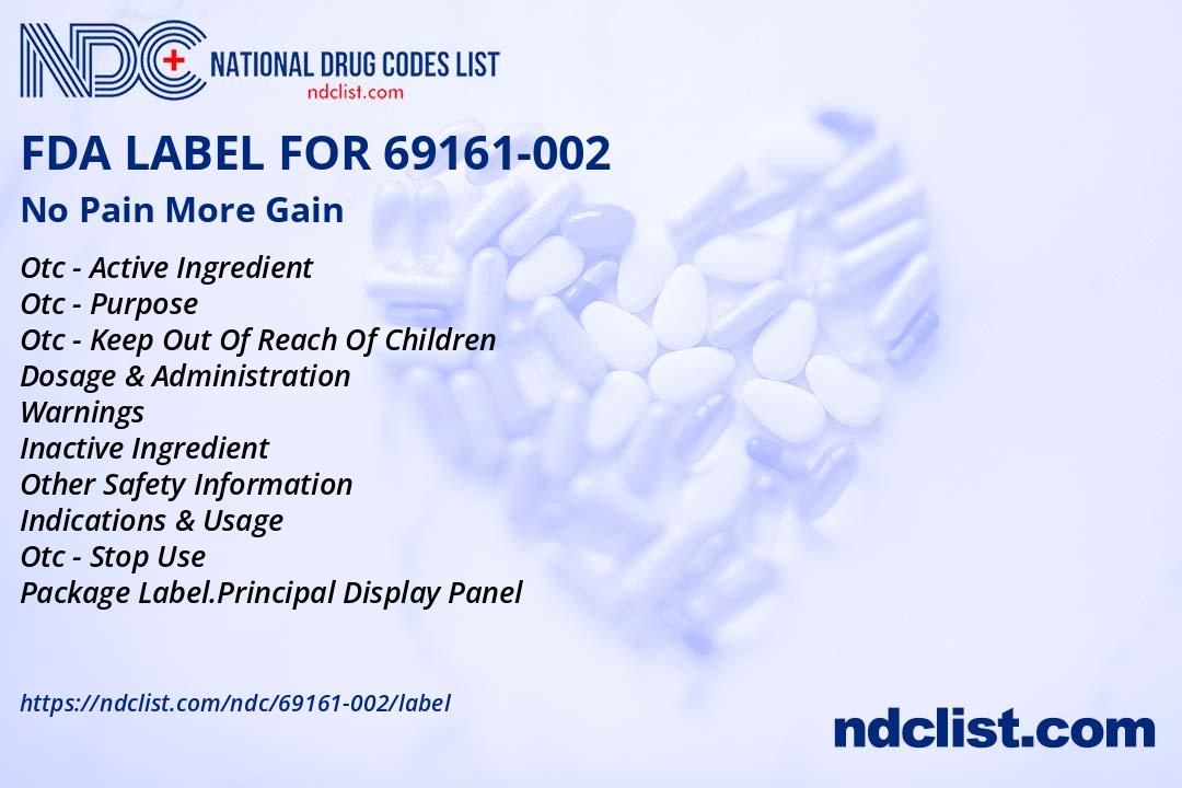 FDA Label for No Pain More Gain - Indications, Usage & Precautions