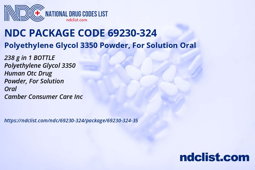 NDC Package 69230-324-35 Polyethylene Glycol 3350 Powder, For Solution Oral