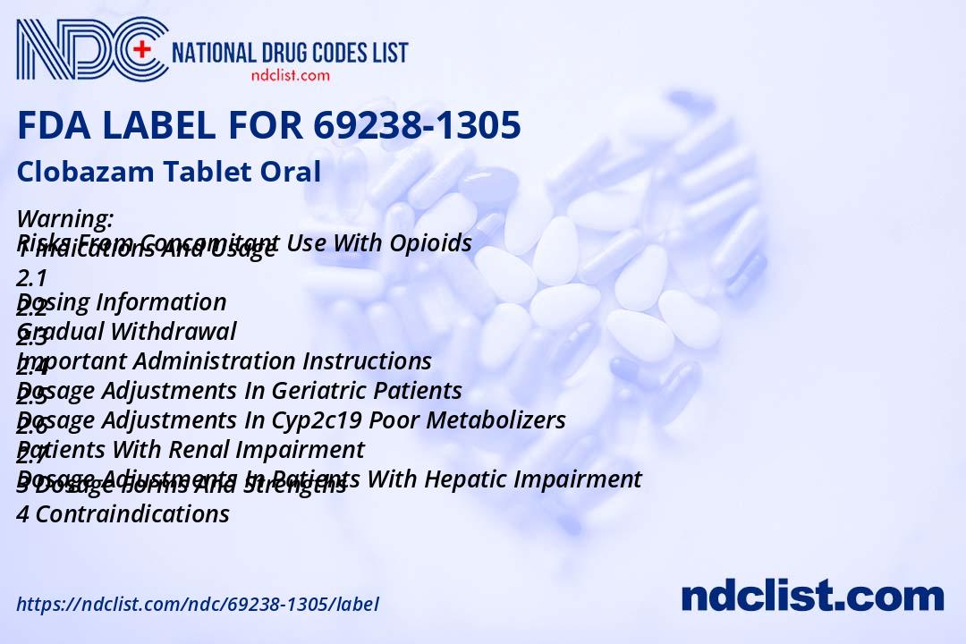 Clobazam Tablet- FDA Label NDC69238-1305