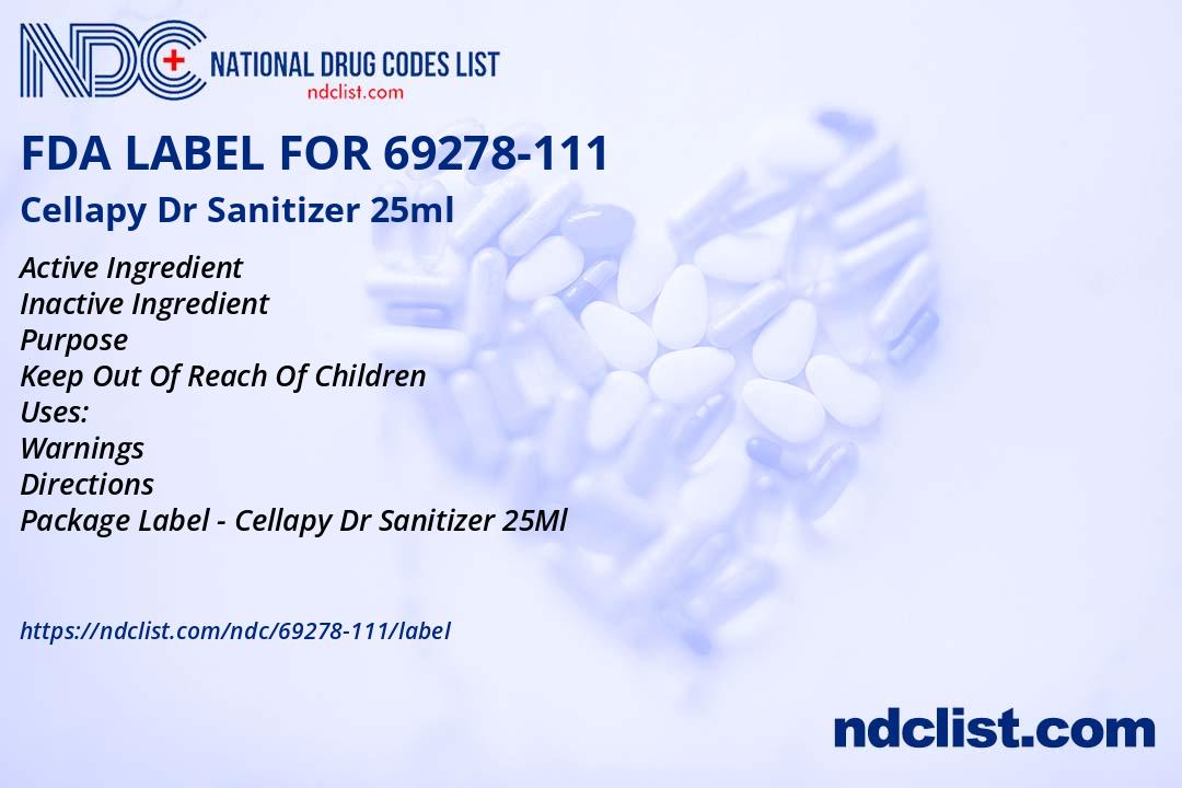 FDA Label for Cellapy Dr Sanitizer 25ml - Indications, Usage & Precautions