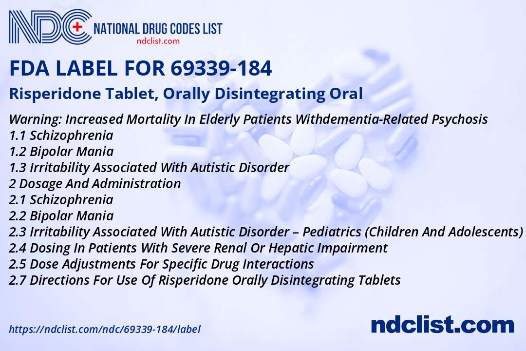 Risperidone- FDA Label NDC69339-184