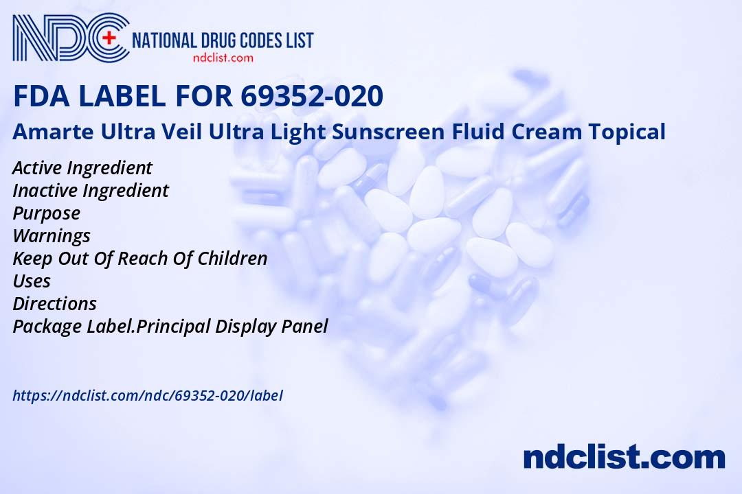 FDA Label for Amarte Ultra Veil Ultra Light Sunscreen Fluid ...