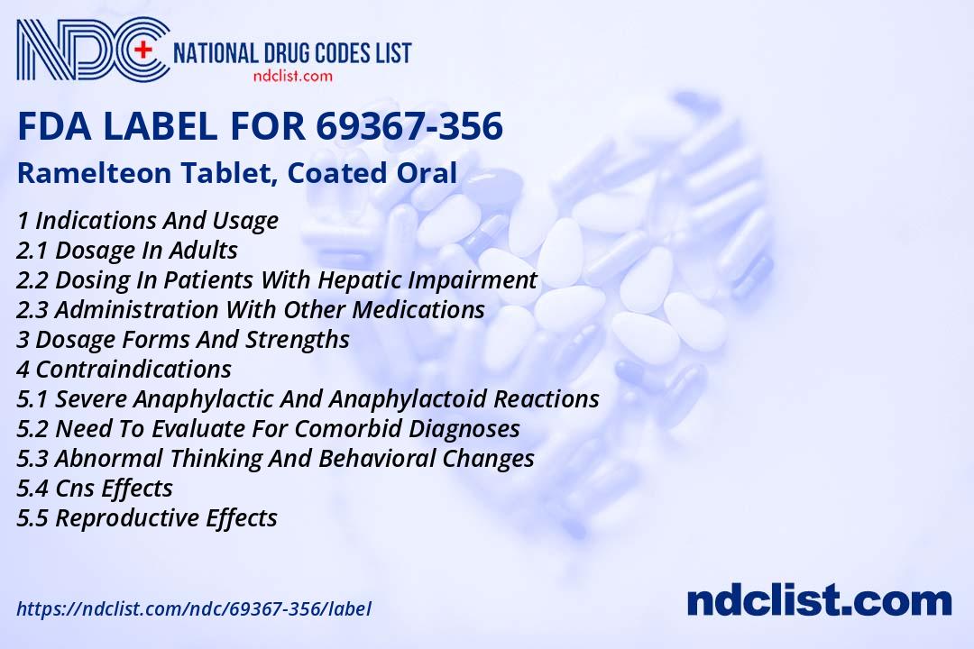 FDA Label for Ramelteon Tablet, Coated Oral - Indications, Usage ...