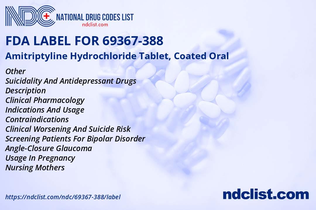 FDA Label for Amitriptyline Hydrochloride Tablet, Coated Oral ...
