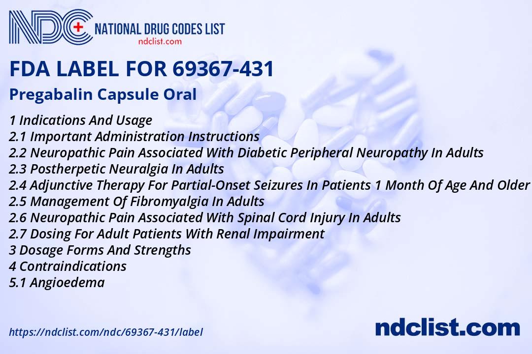 FDA Label for Pregabalin Capsule Oral - Indications, Usage & Precautions