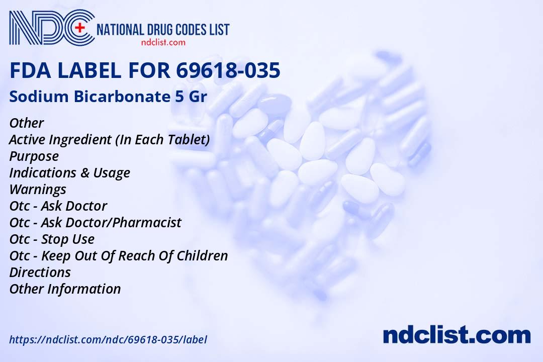 FDA Label for Sodium Bicarbonate 5 Gr - Indications, Usage & Precautions