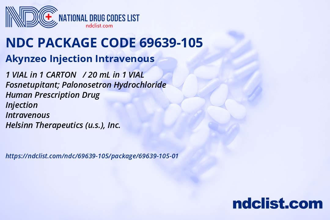 NDC Package 69639-105-01 Akynzeo Injection Intravenous