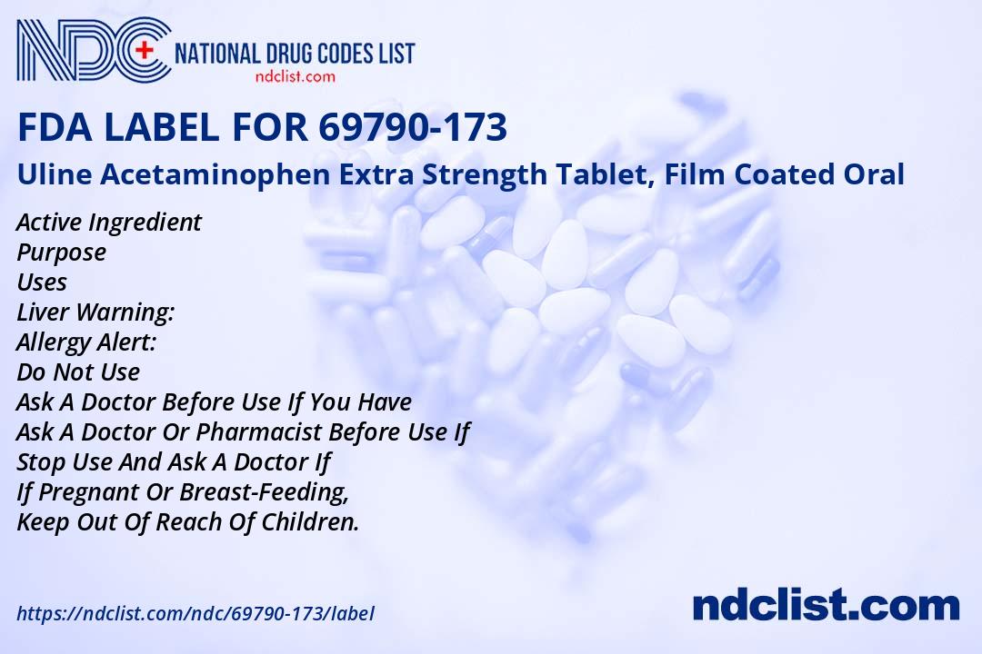 Uline Acetaminophen Extra Strength- FDA Label NDC69790-173
