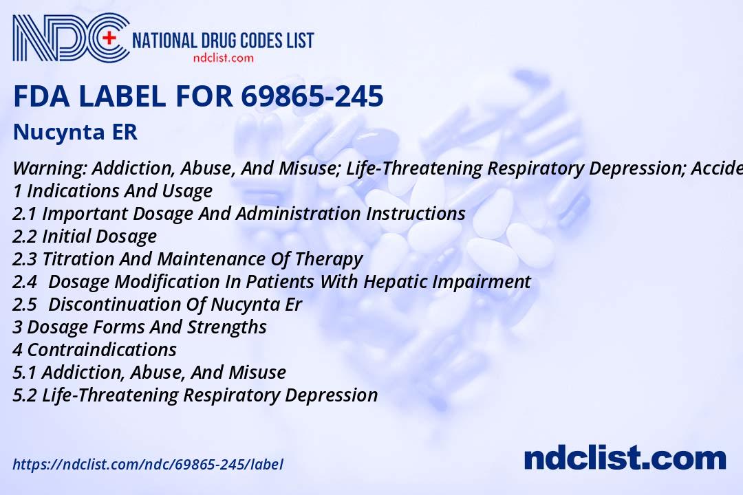 Nucynta FDA Label - NDC 69865-245
