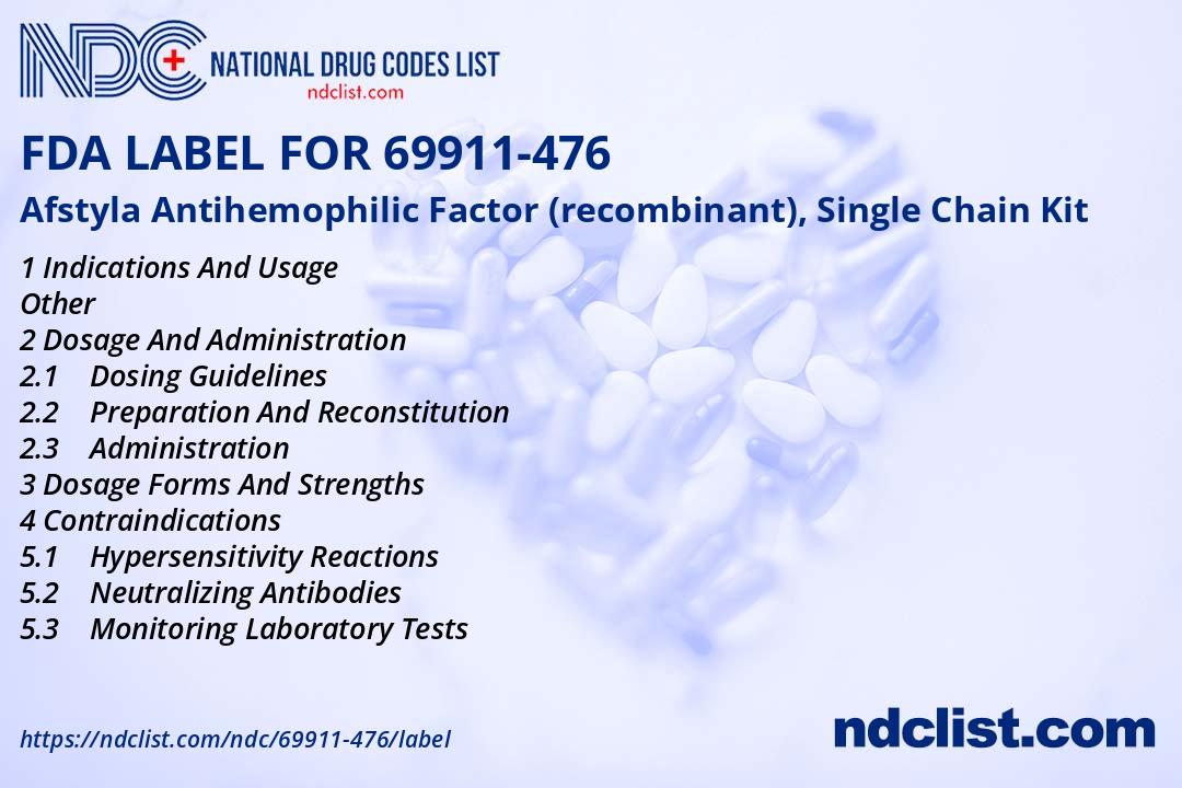 FDA Label for Afstyla Antihemophilic Factor (recombinant), Single Chain ...