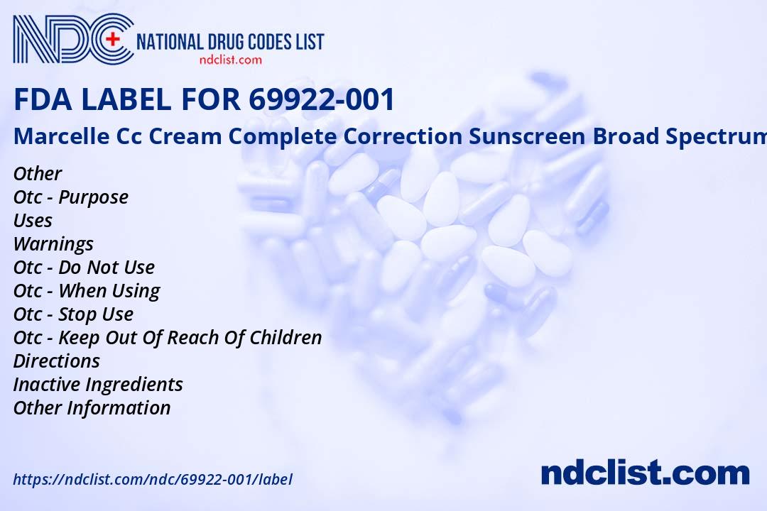 Marcelle Cc Cream Complete Cor FDA Label - NDC 69922-001