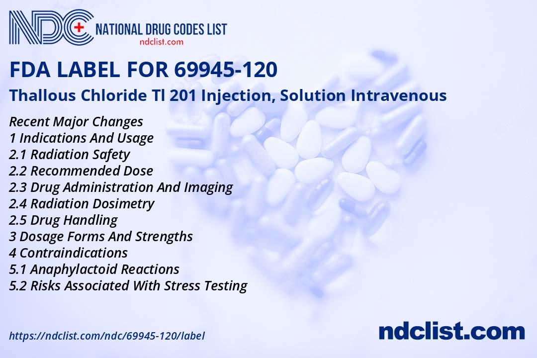 Thallous Chloride Tl 201- FDA Label NDC69945-120