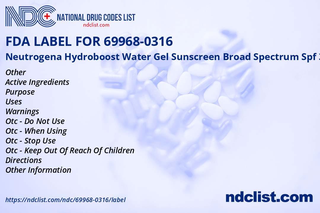 FDA Label for Neutrogena Hydroboost Water Gel Sunscreen Broad Spectrum ...