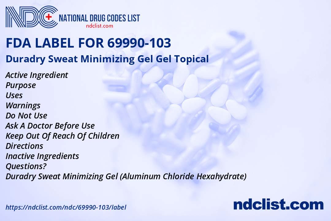 Duradry Sweat Minimizing Gel- FDA Label NDC69990-103