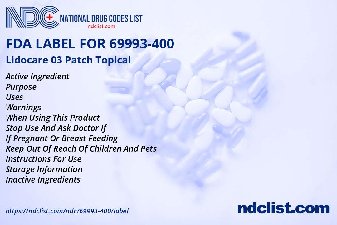Lidocare Patch - FDA Label NDC 69993-400